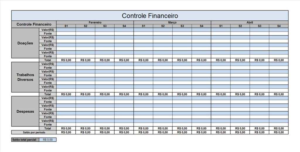 Planilha de Controle Financeiro - Pessoal, Empresa, Excel Grátis