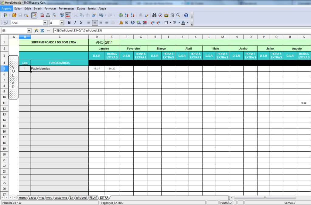 Planilha de Horas Extras e Banco de Horas - Excel Download Planilha de Horas Extras e Banco de Horas - Excel Download